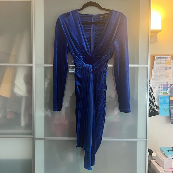 Emprada | Dresses | Blue Velvet Ruched Mini Dress | Poshmark